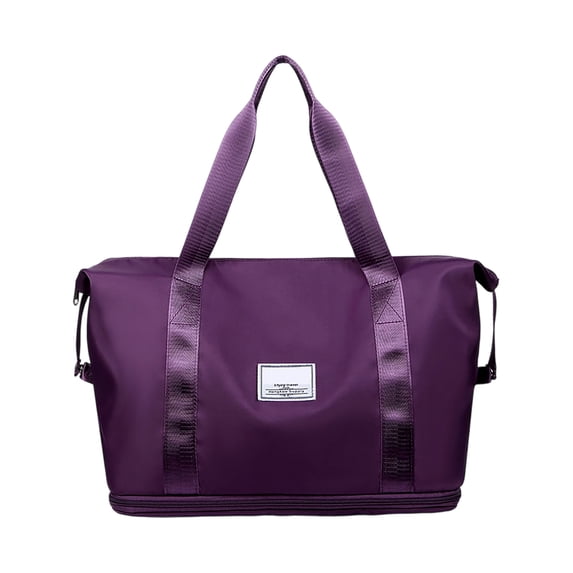 Dark Purple Water-Resistant Nylon Weekender Bag, Large Capacity Travel ...
