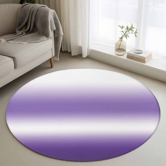 Dark Purple and White Gradient 3FT Round Area Rugs Minimalist Lavender ...