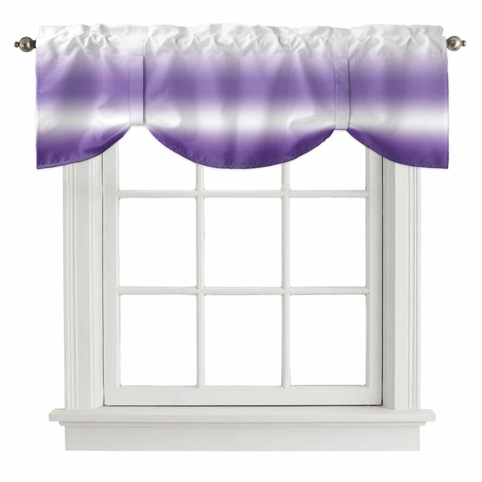 Dark Purple and White Gradient Tie Up Valance Curtains Minimalist ...