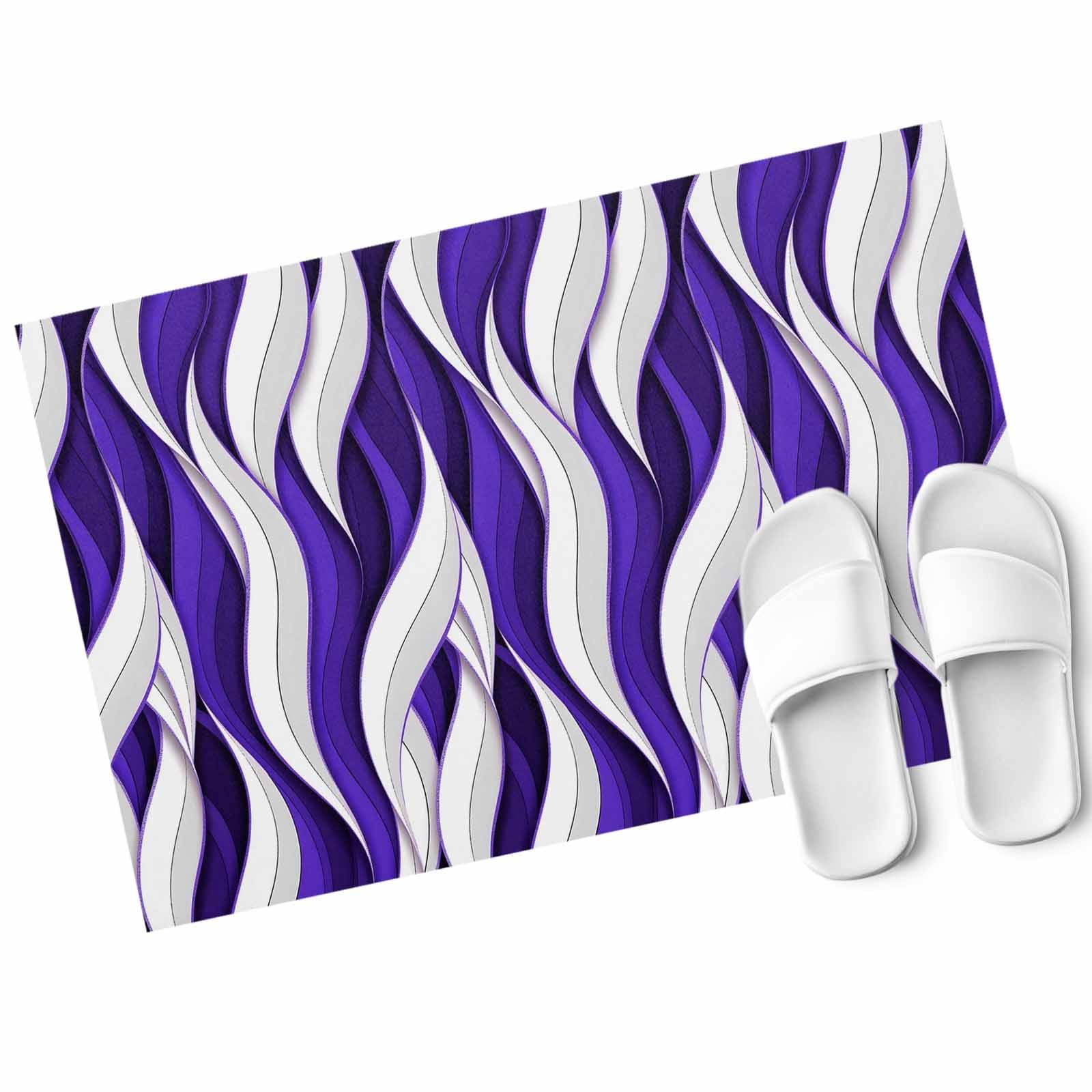 Dark Purple White Stripes Door Mat Abstract Geometric Aesthetic Striped ...
