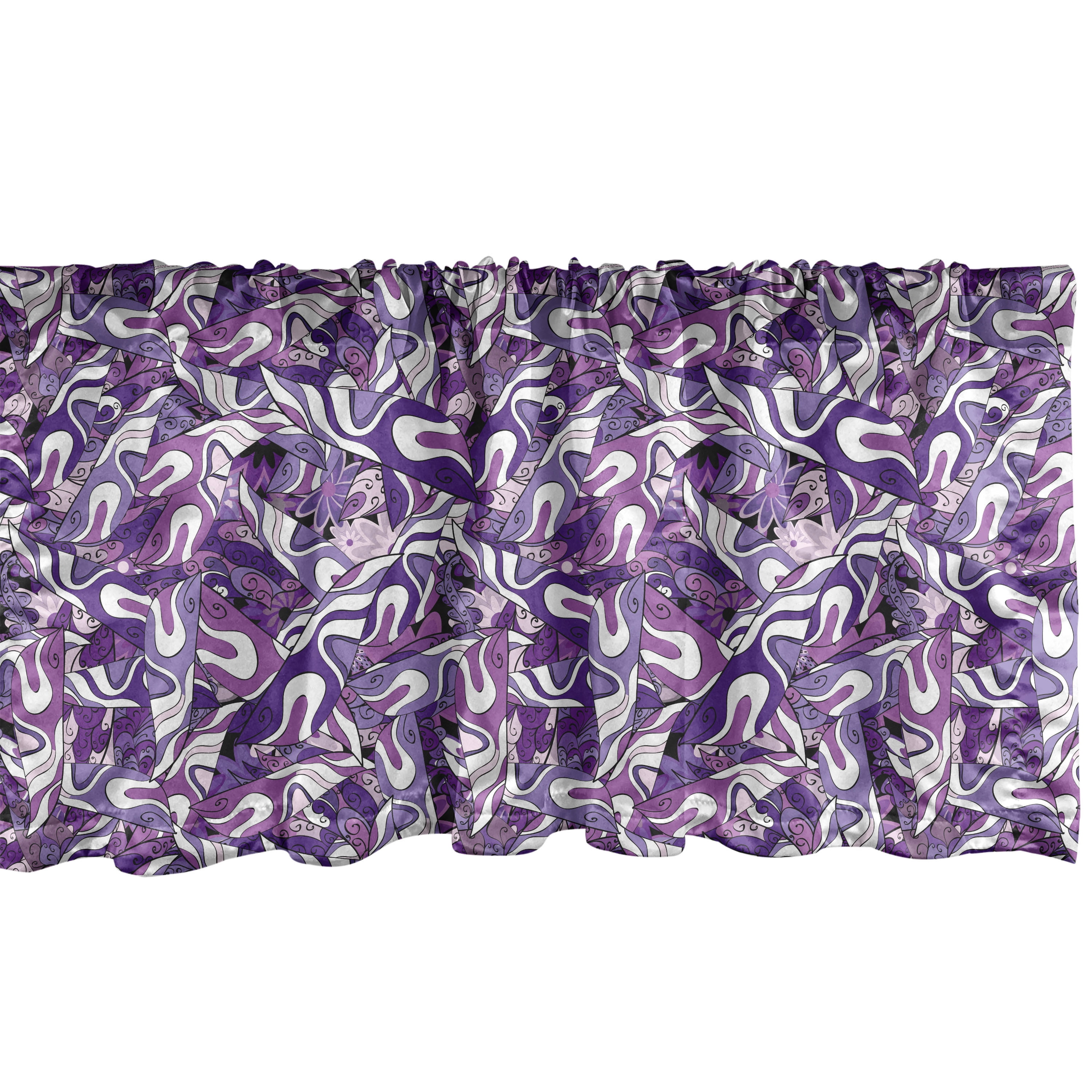 Dark Purple Window Valance Pack of 2, Lilac Strokes Curvy Swirls and ...