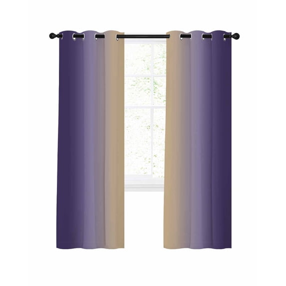 Dark Purple Yellow Gradient Blackout Curtains 84 Inch Length Minimalist ...