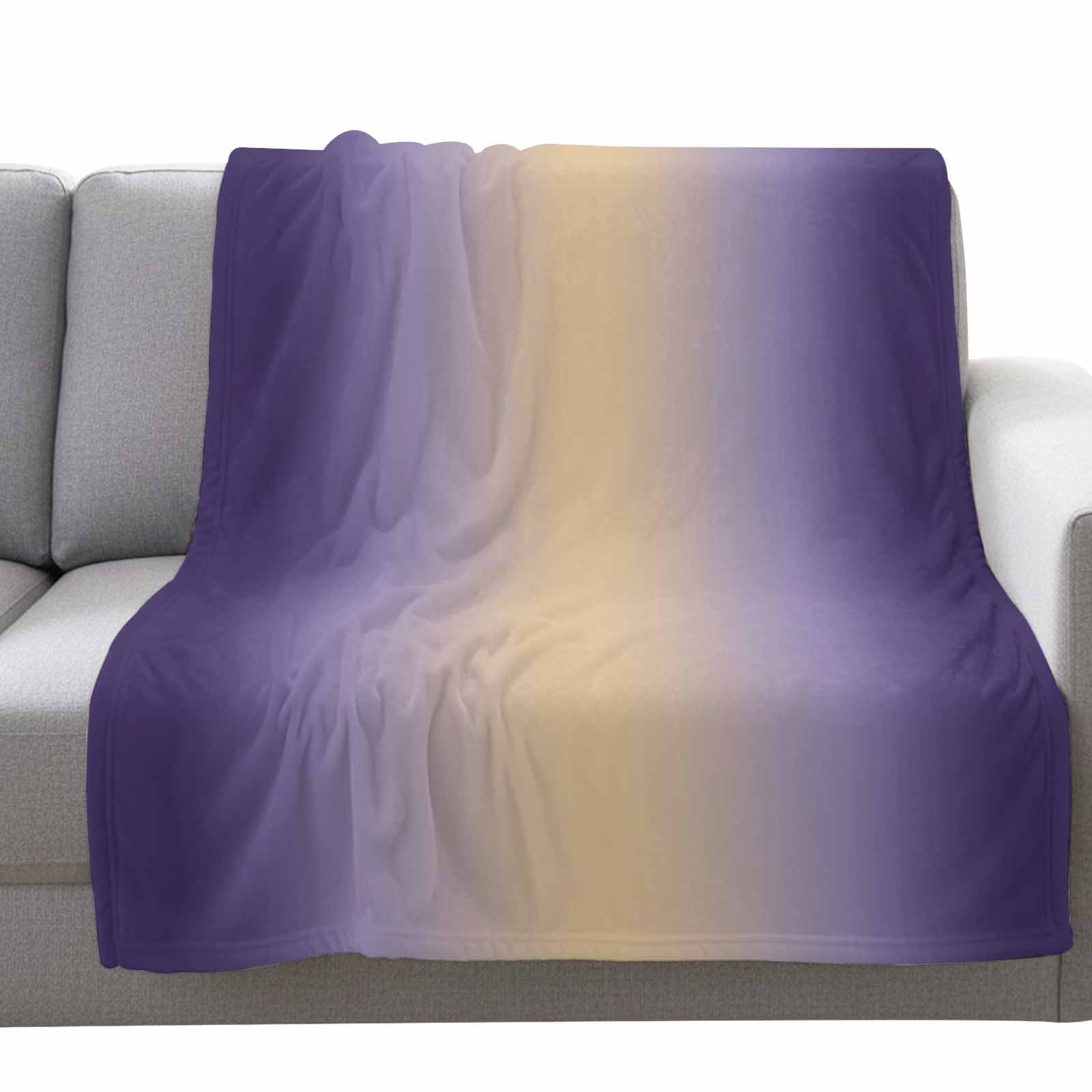 Dark Purple Yellow Gradient Fleece Throw Blanket Lightweight Minimalist ...