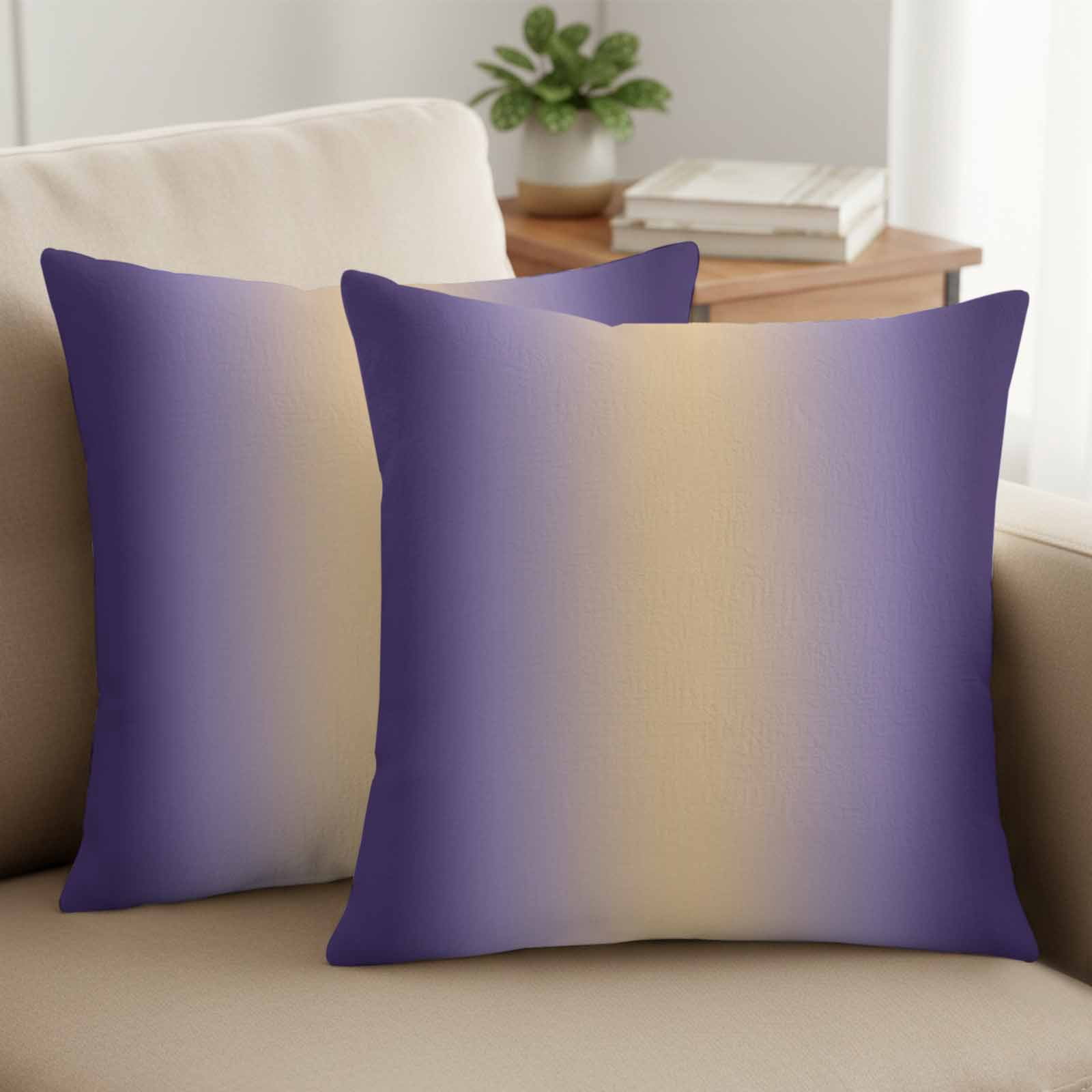 Dark Purple Yellow Gradient Pillow Covers Set of 2, Minimalist Ombre ...