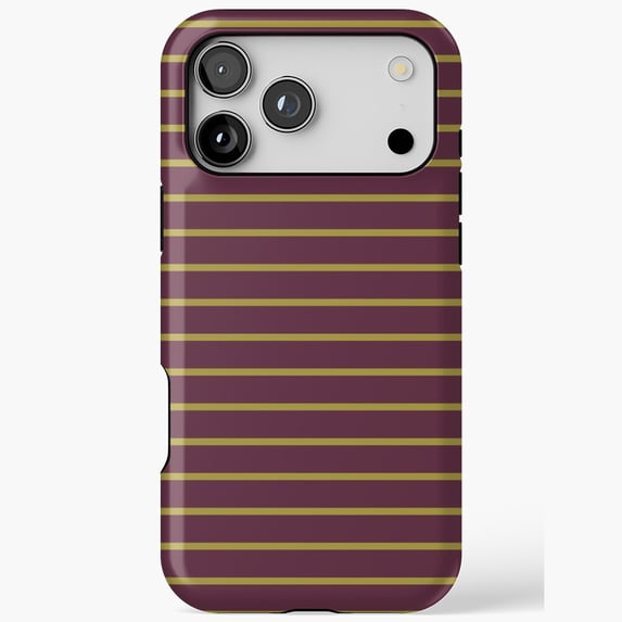 Dark Purple and Gold Luxe Horizontal Stripes Phone Case 11 to 17 Pro ...
