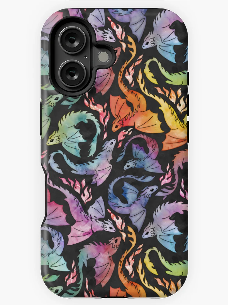 Dark Rainbow Fire Dragon Case Designed for iPhone 11 12 13 14 15 16 Pro ...