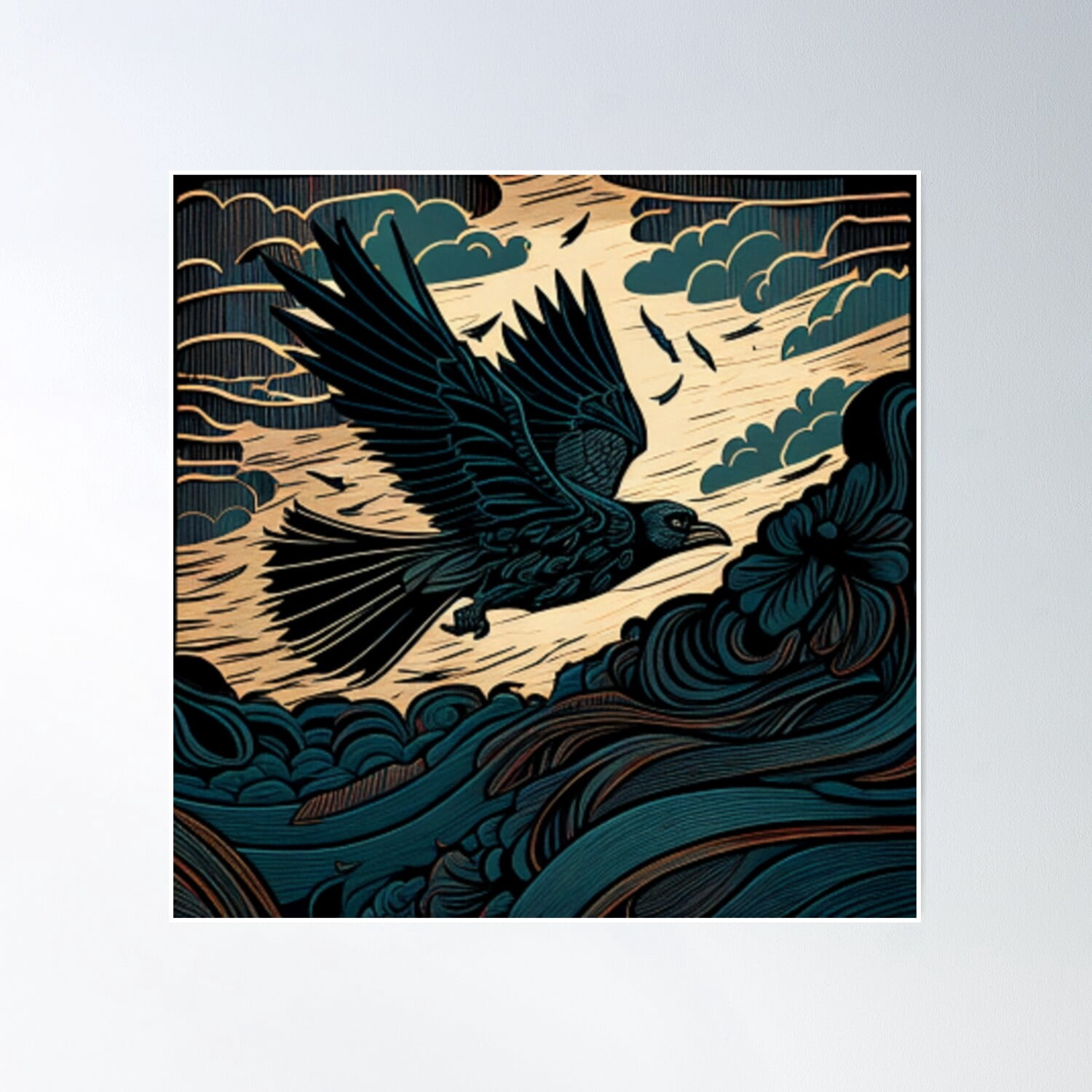 Dark Raven Poster Wall Art, Modern Wall Decor, 16x16 UNFRAMED - Walmart.com