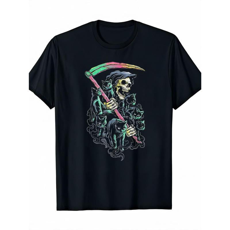 Dark Reaper & Cats Tee. Features “Rainbow - Scythe Reaper” + Black Cats ...