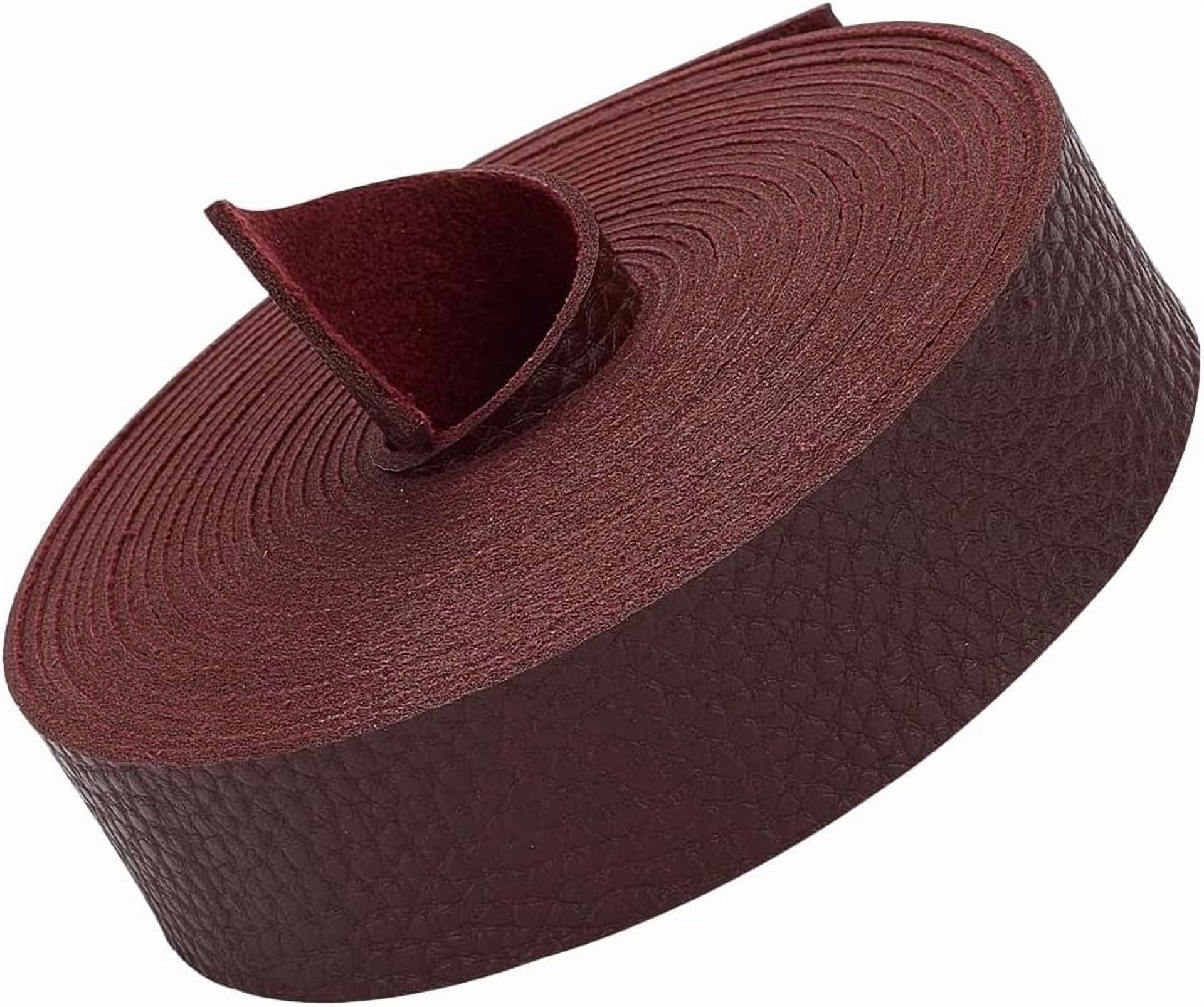 Dark Red 4.37Yards 1 inch Wide Flat Imitation Leather Lychee Pattern ...