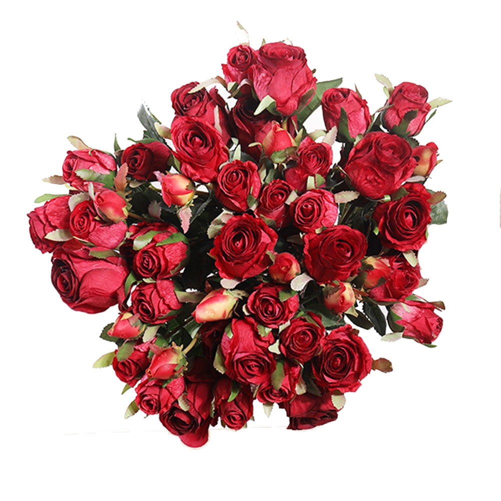 Dark Red Artificial Flower Bouquet for Home and Commercial Party Decor ...