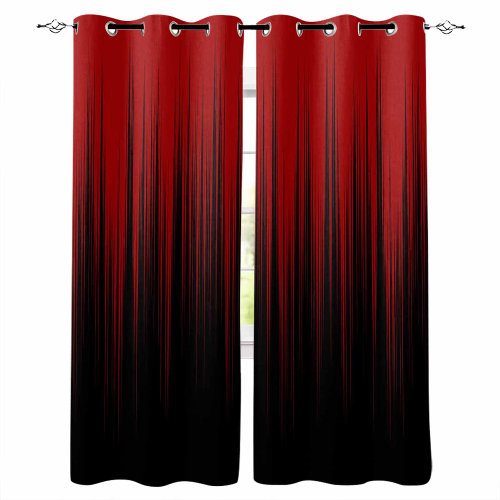 Dark Red Black Ombre Blackout Curtains 54 Inches Long, Modern Abstract ...