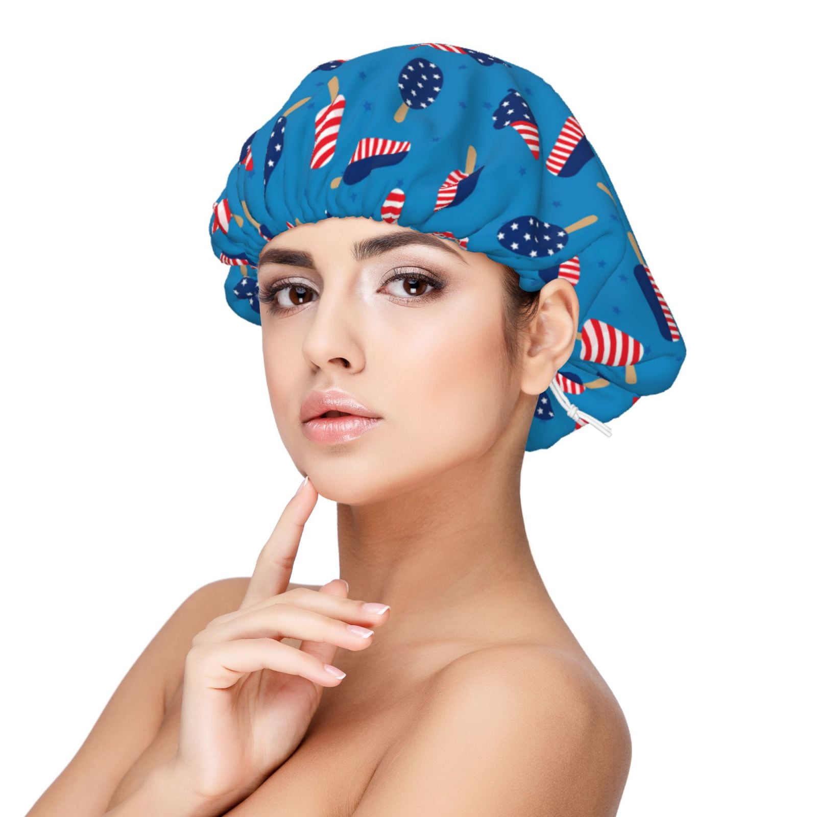 Dark Red Blue Ice Cream Print Silk Bonnet for Sleeping Women/Men ...
