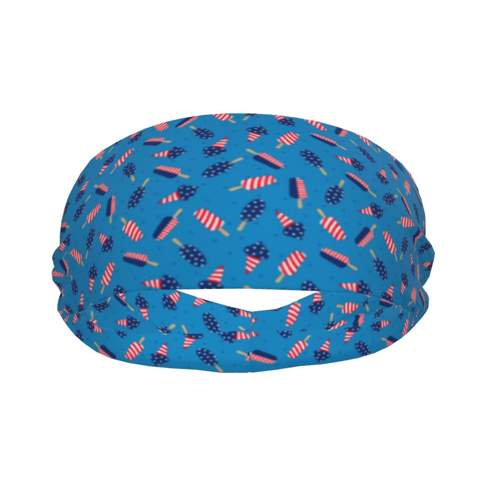 Dark Red Blue Ice Cream Print Sports Headband for Women Men, Running ...