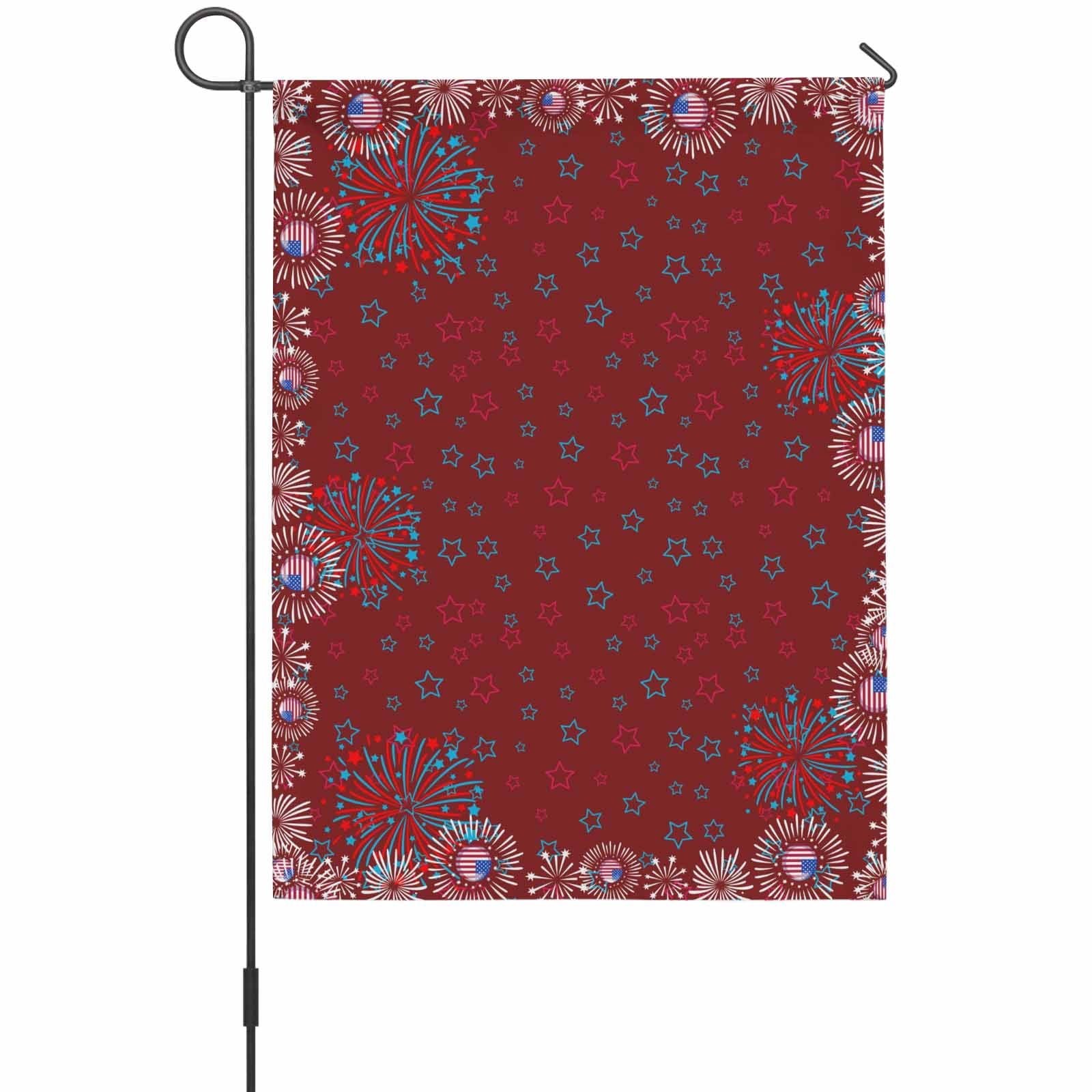 Dark Red Blue Stars House Flags For Outdoor, Independence Day Sparklers ...