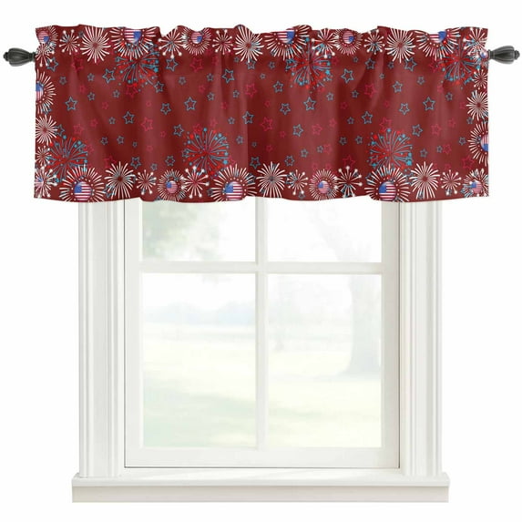 Dark Red Blue Stars Valances for Windows Independence Day Sparklers Us ...