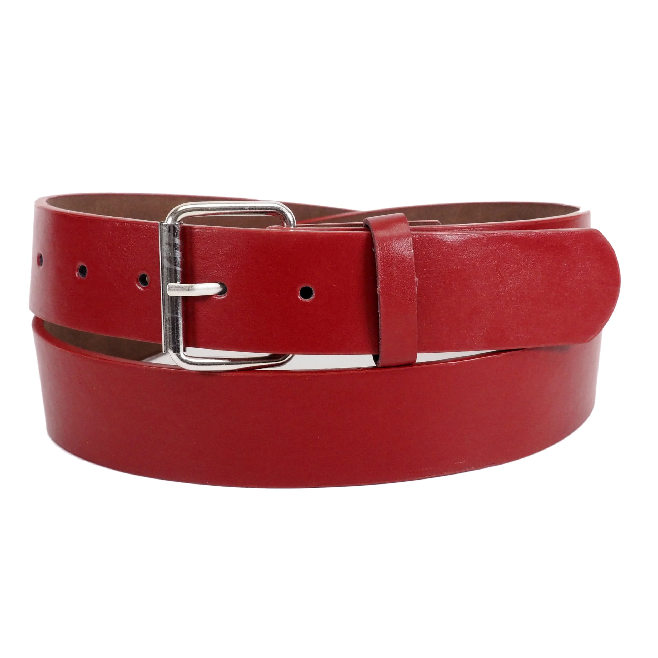 Dark Red Bonded Leather Belt with Removable Belt Buckle - Walmart.com