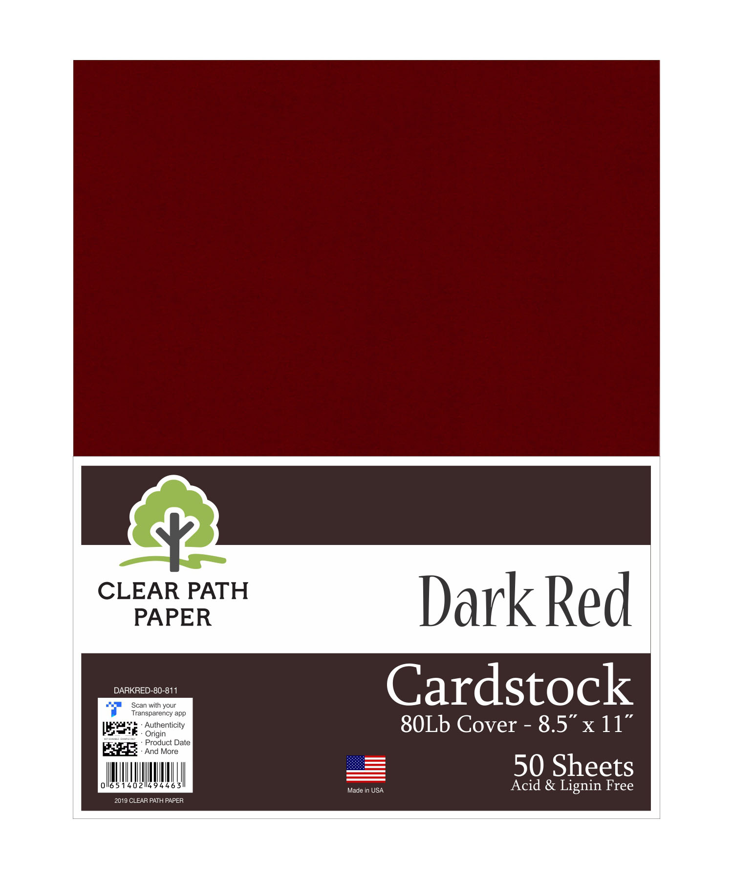 Dark Red Cardstock - 8.5 x 11 inch - 80Lb Cover - 50 Sheets - Clear ...