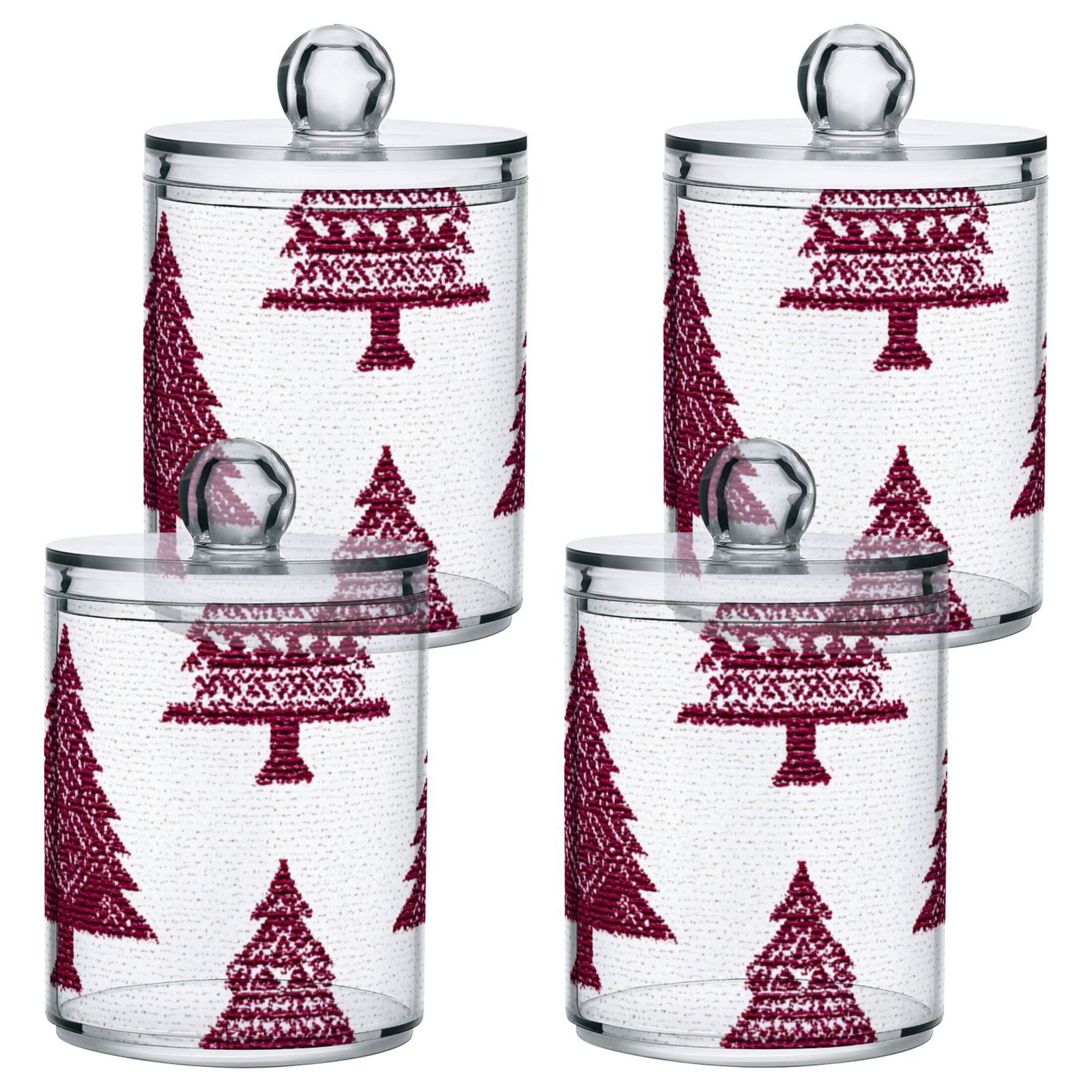 Dark Red Christmas Trees Translucent Plastic Cans Storage Canisters ...
