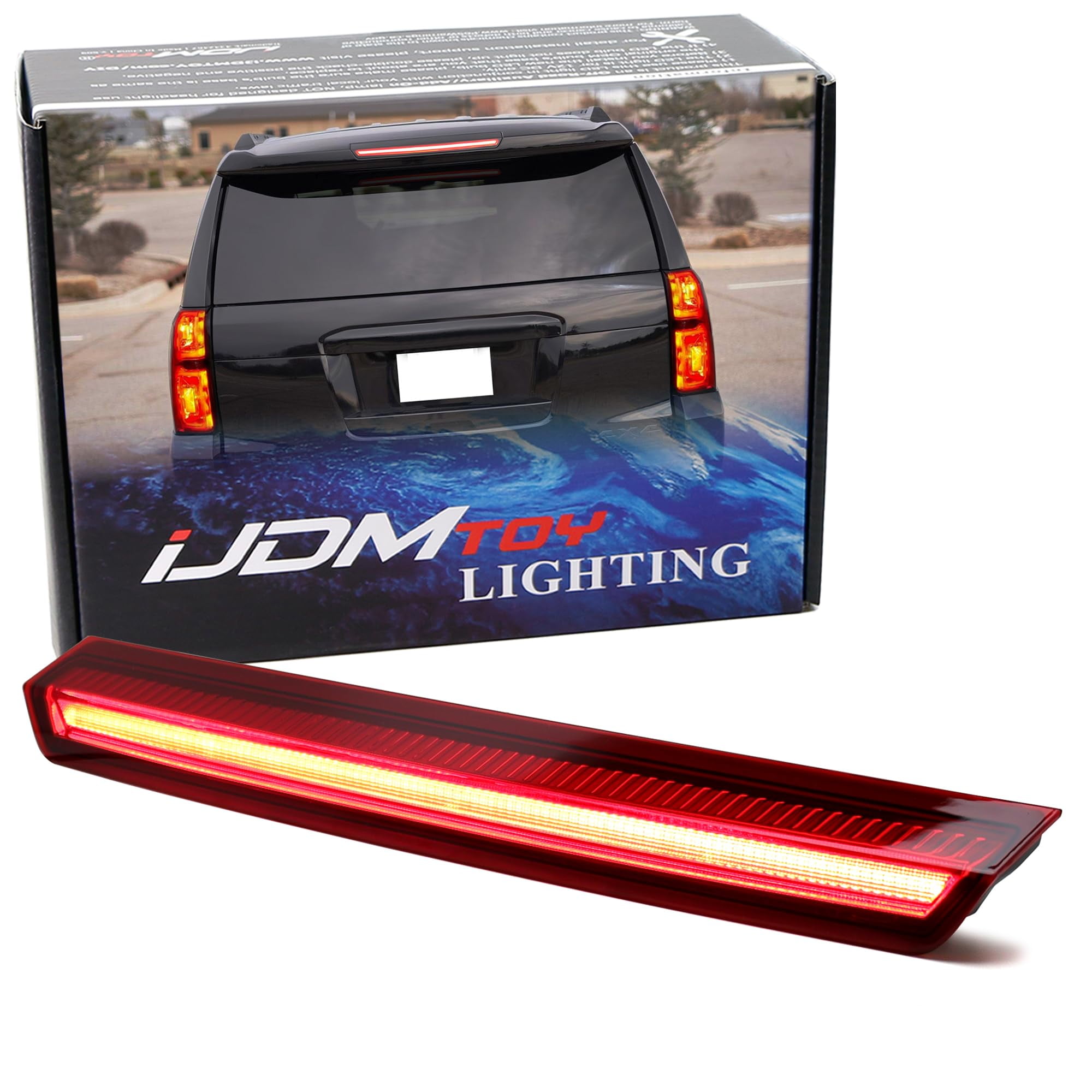 Dark Red Len Full LED Dotted High Mount Third Brake Light Assembly For ...