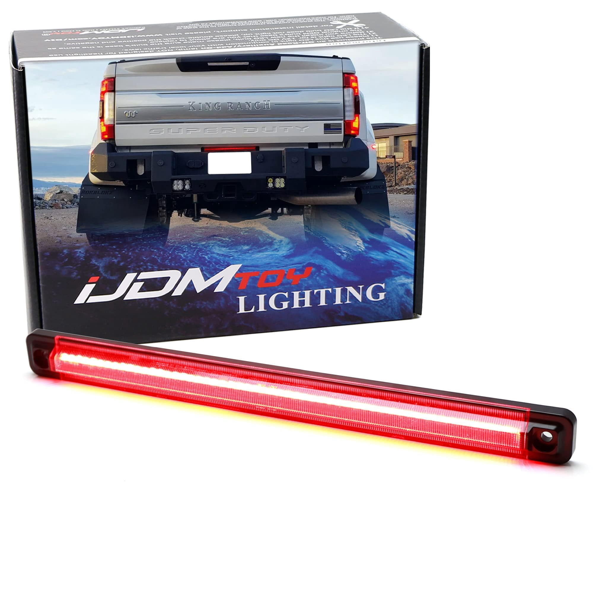 Dark Red Lens 54-SMD Full LED Strip Illuminated Rear Center Tailgate ID ...