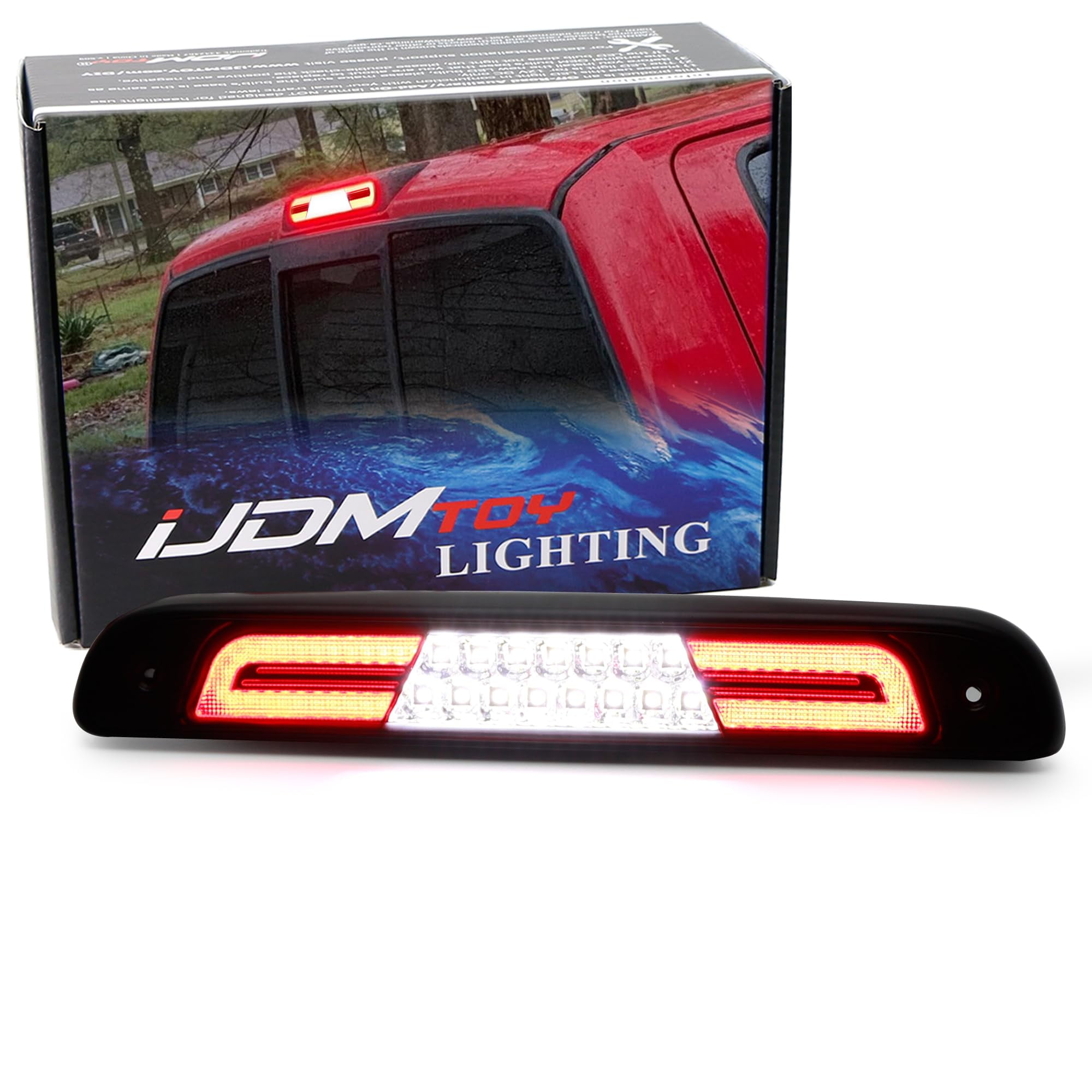 Dark Red Lens C-Shape Ring Full LED High Mount Third Brake/Clearance Light Assembly For Ford ...