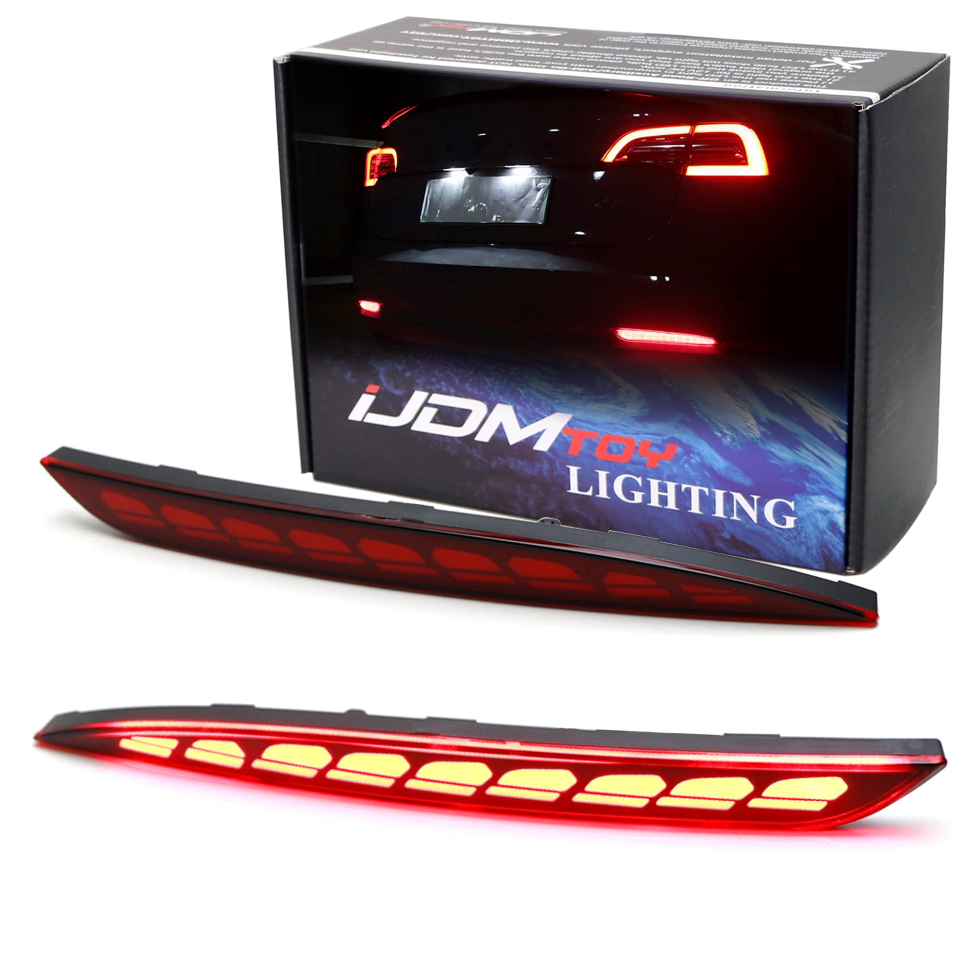 Dark Red Lens Full LED Bumper Reflector Lights For 2017-20203 Tesla ...