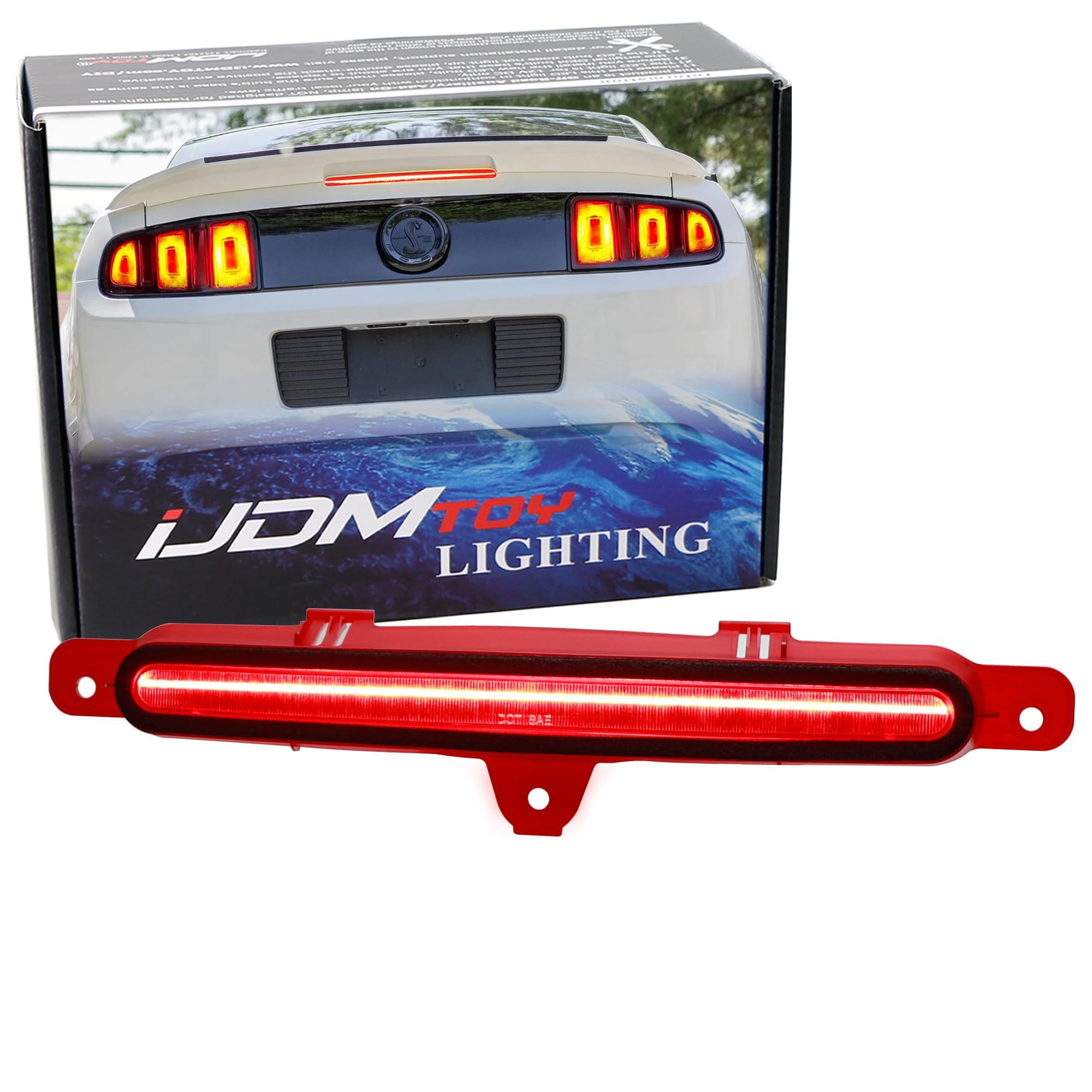 Dark Red Lens Full LED Strip Trunk Lid/Below Spoiler Third Brake Light Assembly For 2010-2014 ...