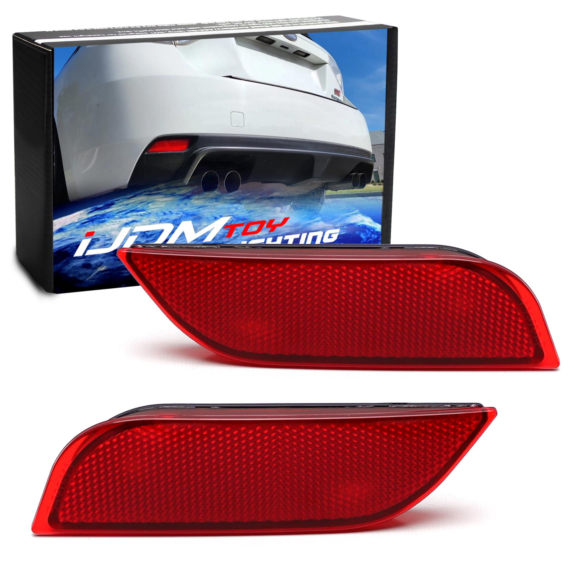 Dark Red Lens Rear Bumper Reflector Lenses For Subaru WRX STI Impreza ...