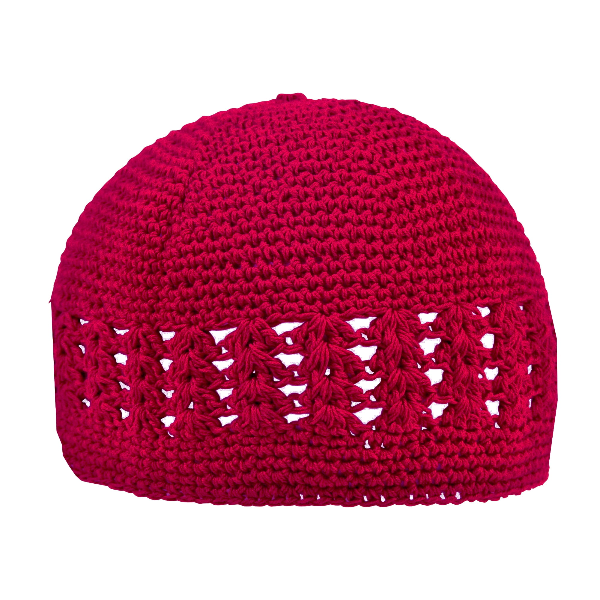 Dark Red One Size Fits All Stretchable Crochet Knit Weave Kufi Prayer ...