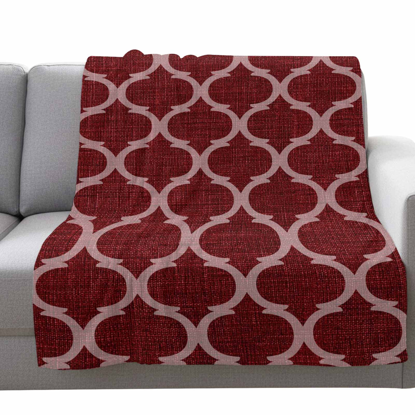 Dark Red Plaid Fleece Throw Blanket Lightweight Retro Country Moroccan ...