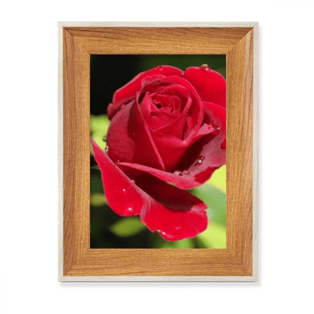 Dark Red Roses Flowers Desktop Wooden Photo Frame Display Picture Art ...