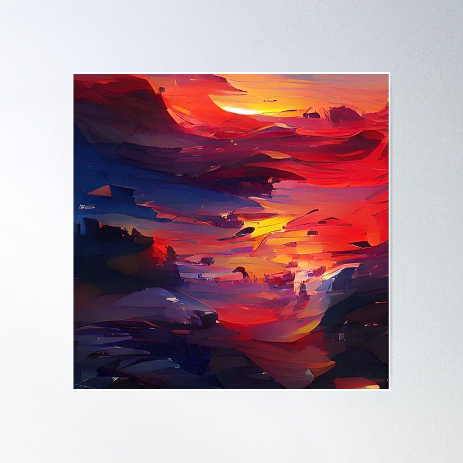 Dark Red Sky Poster Wall Art, Modern Wall Decor, 24x24 UNFRAMED ...