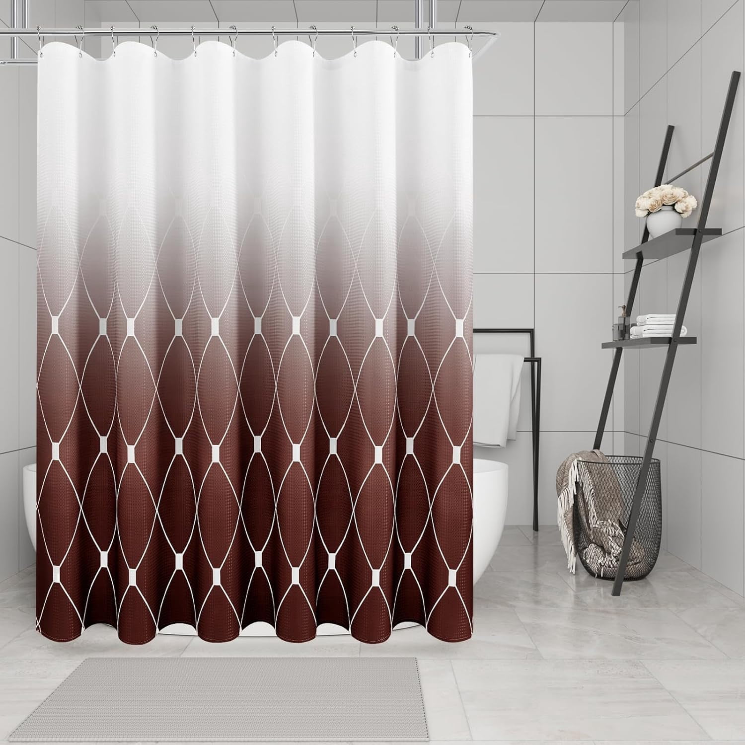 Dark Red Stall Shower Curtains for Bathroom Ombre Shower Curtain ...