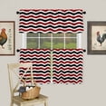 Dark Red Stripes Black Line Curtain Tier and Valance Set 3 Piece ...