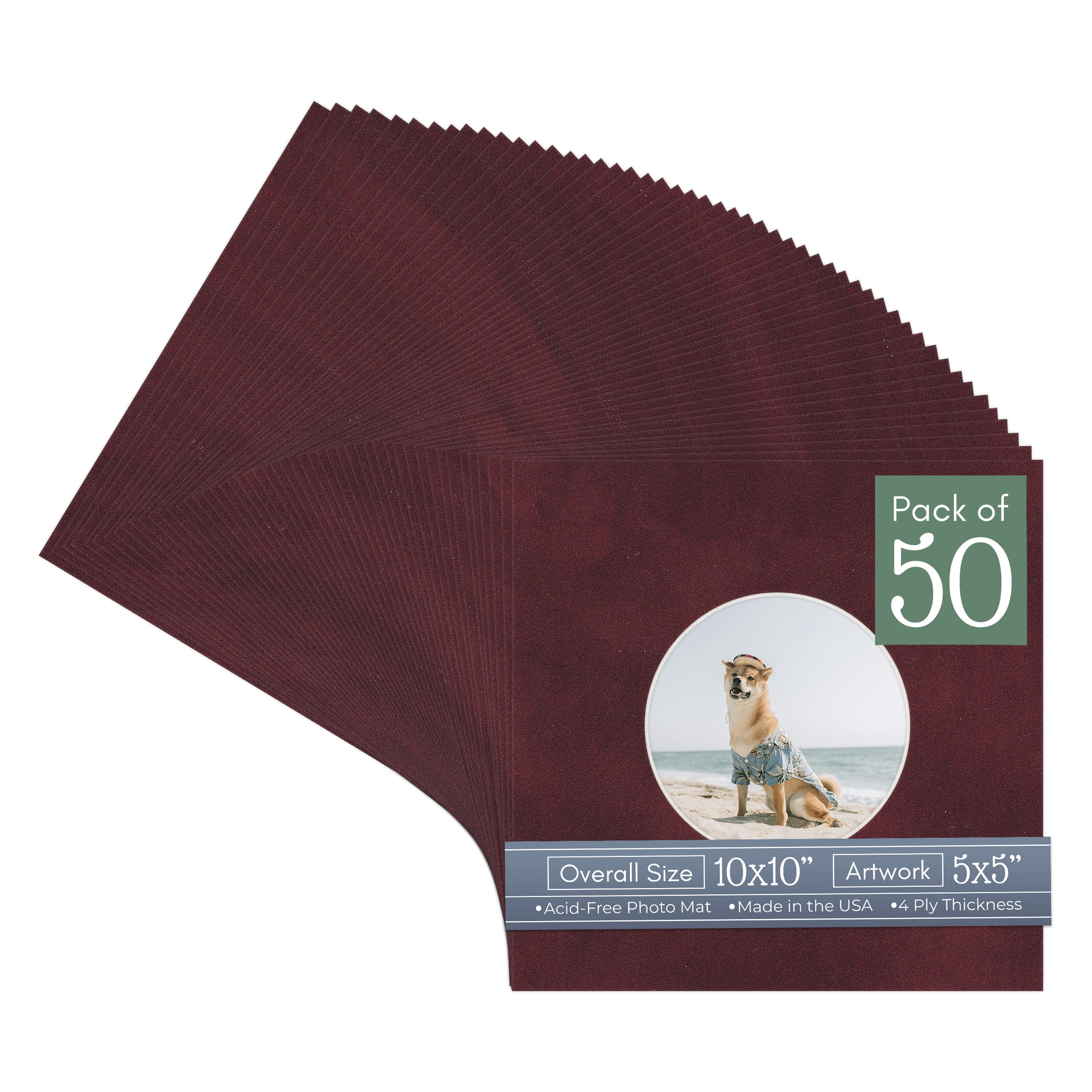 Dark Red Suede Picture Frame Mat for 10x10 Frames - Circle Opening for ...