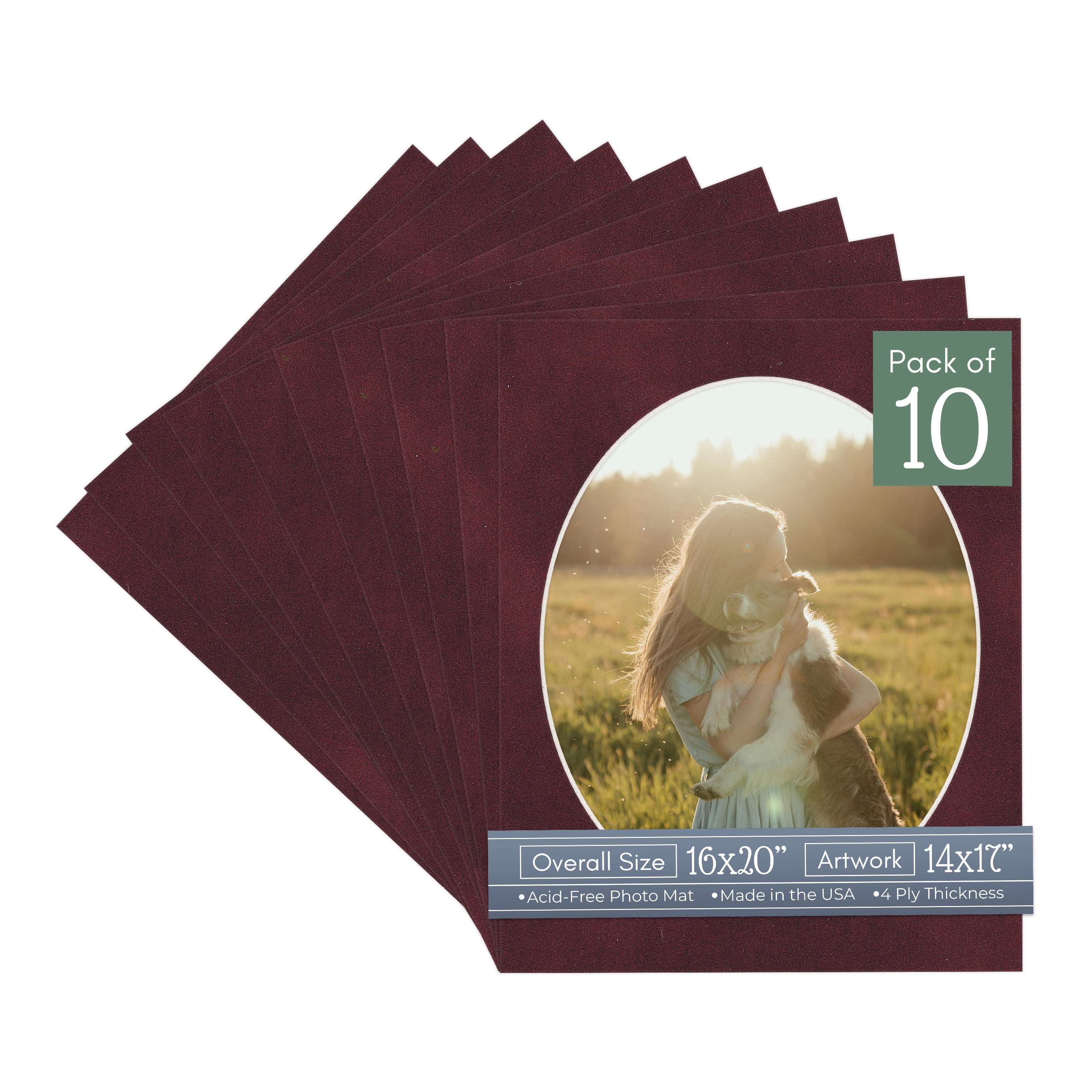 Dark Red Suede Picture Frame Mat for 16x20 Frames - Oval Opening for ...