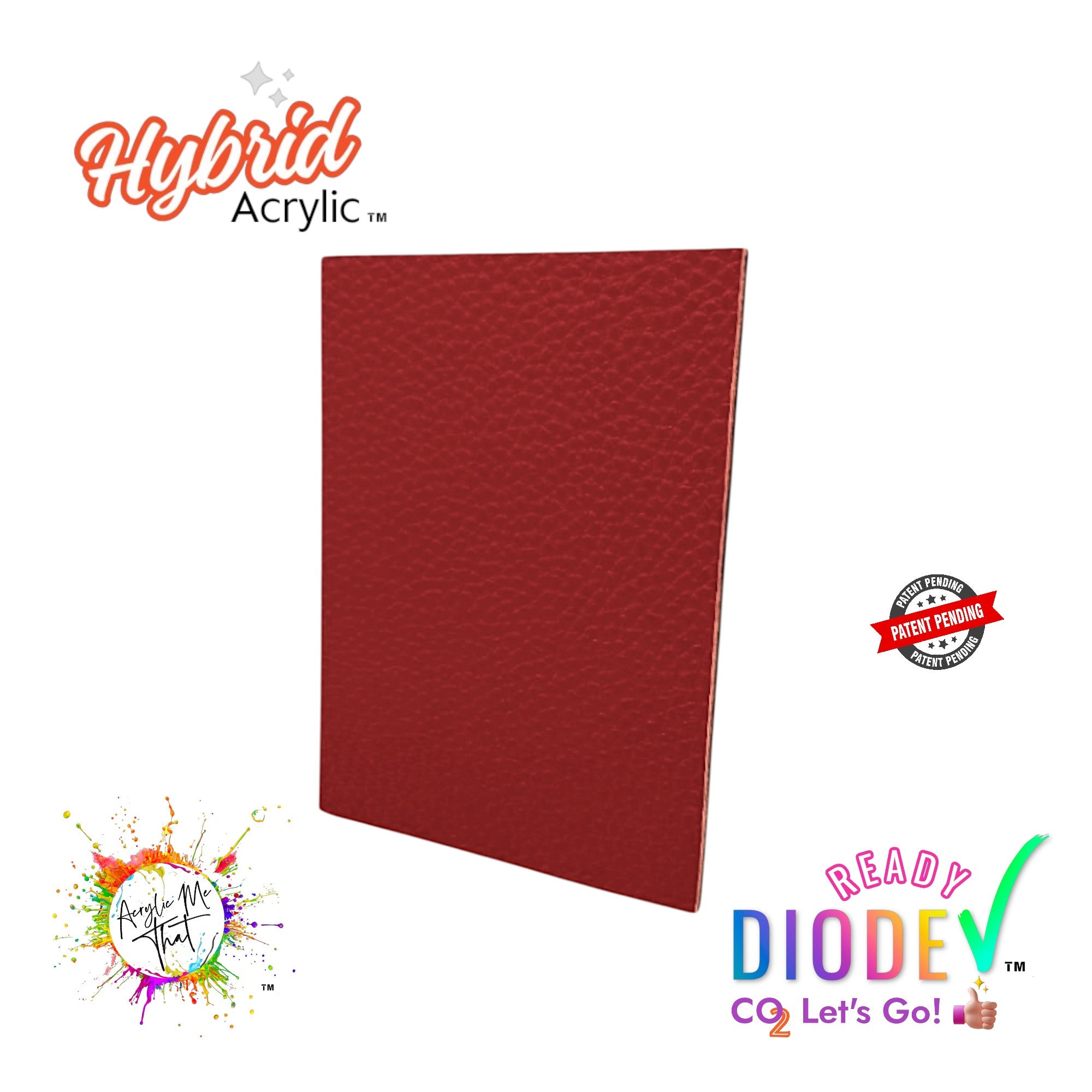 Dark Red Textured Lychee Faux Leather Hybrid Acrylic | CO2 and Diode ...