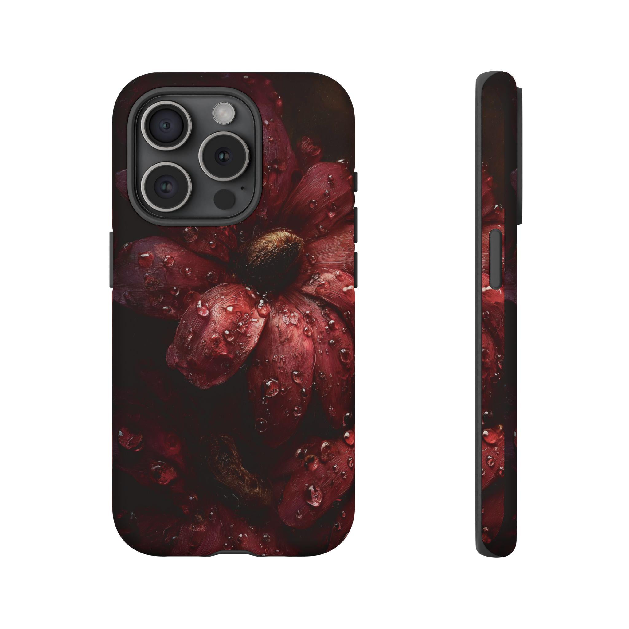 Dark Red Water Droplet 3D iPhone Tough Case Moody Floral Art iPhone 17 ...