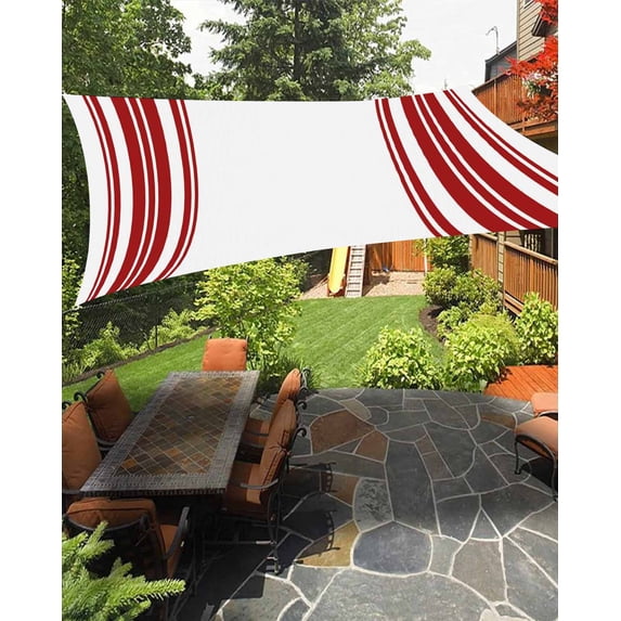 Dark Red and White Striped Sun Shade Sail 8'X10' Modern Minimalist ...