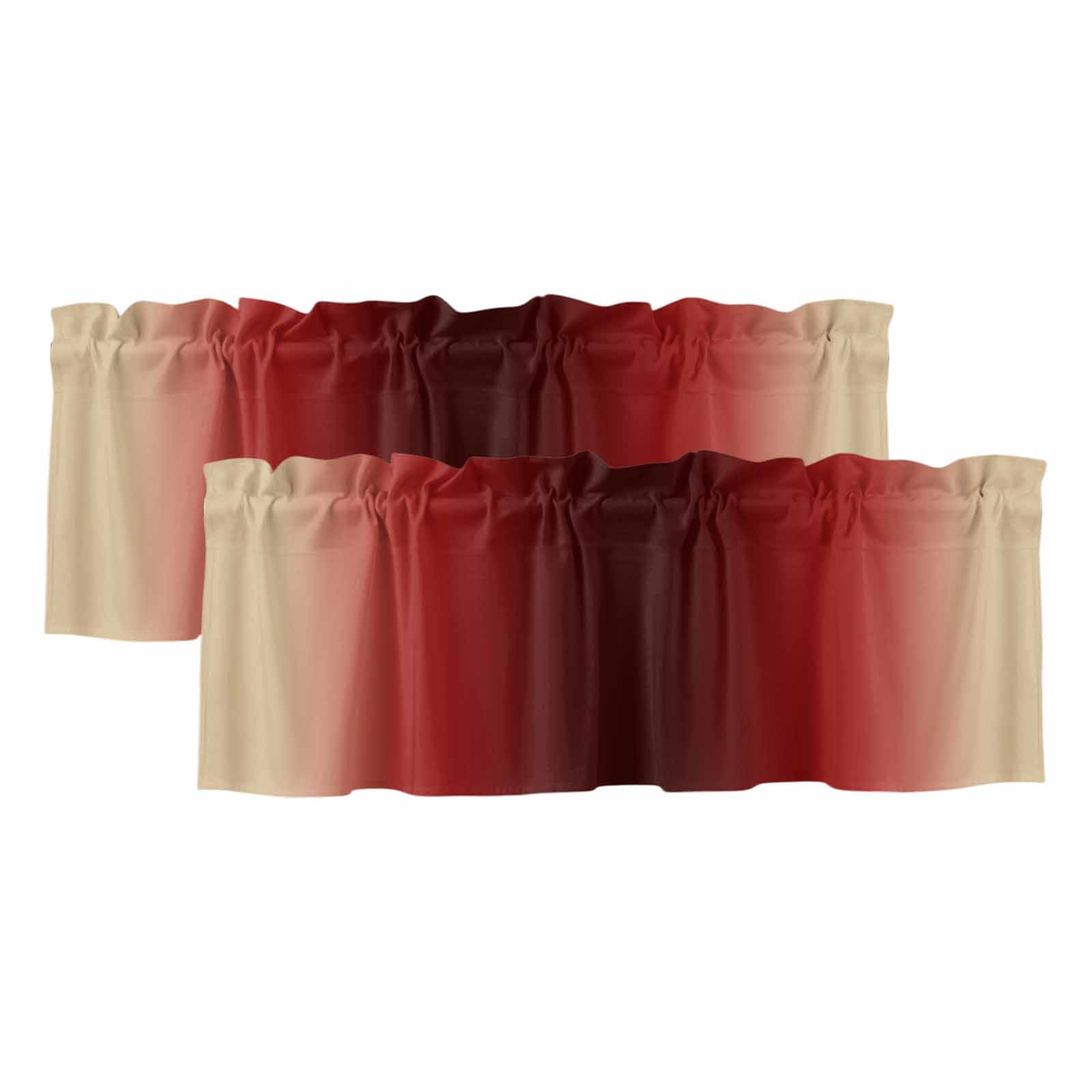 Dark Red Yellow Ombre Curtain Valances for Windows, Kitchen Valance ...
