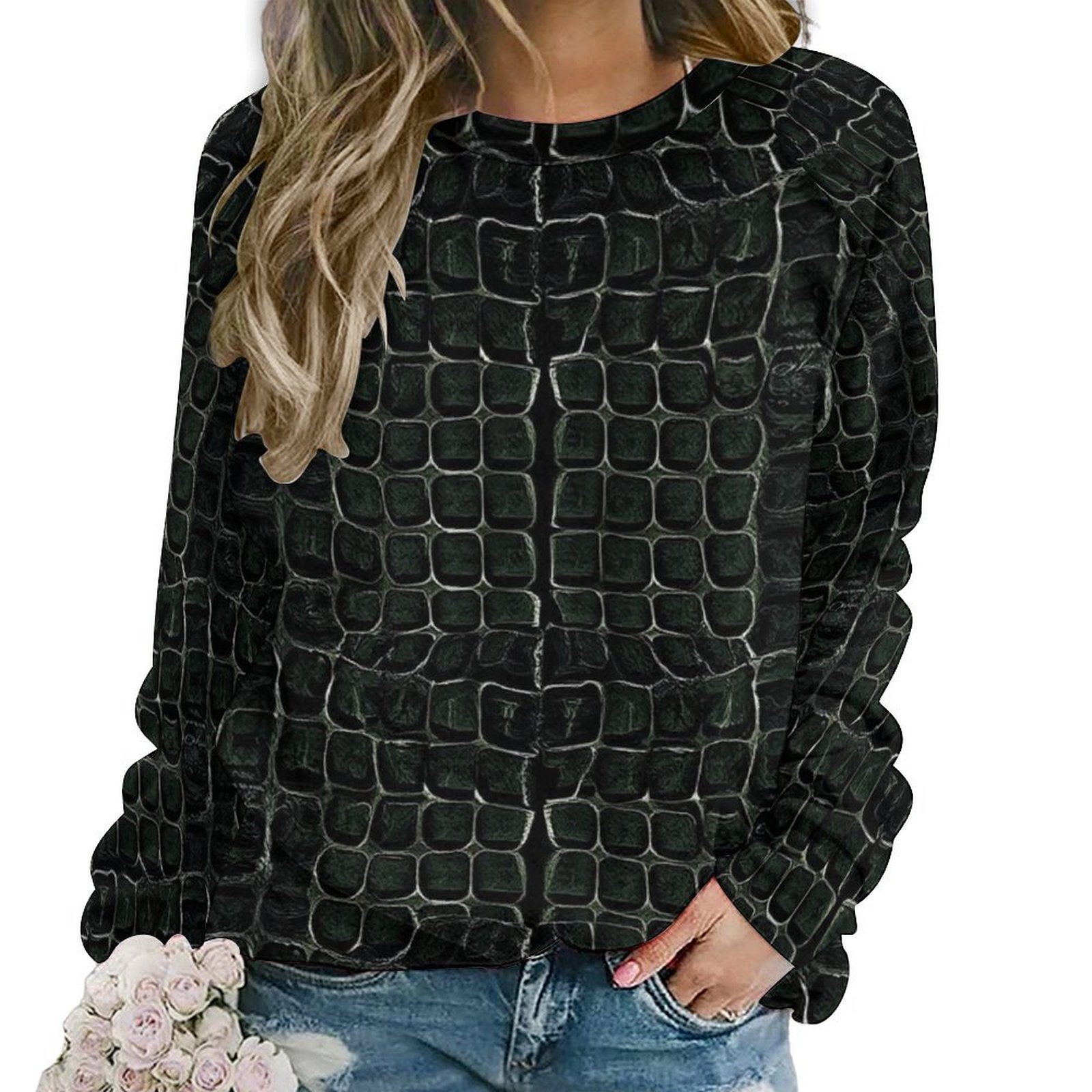 Dark Reptile Skin Hoodies Female Long Sleeve Casual Hoodie Oversized ...