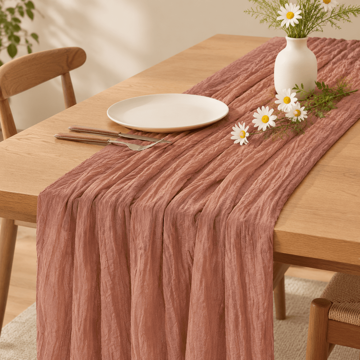 Dark Rose 10ft X 3pcs Cheesecloth Table Runner for Wedding Party Home ...