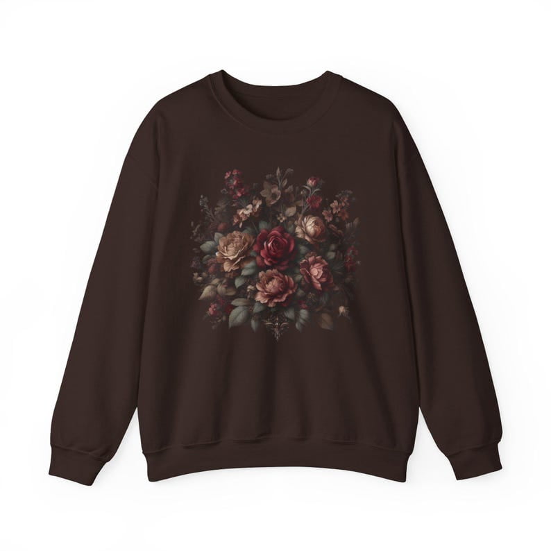 Dark Roses Sweatshirt Soft Goth Floral Sweater Vintage Cottagecore ...