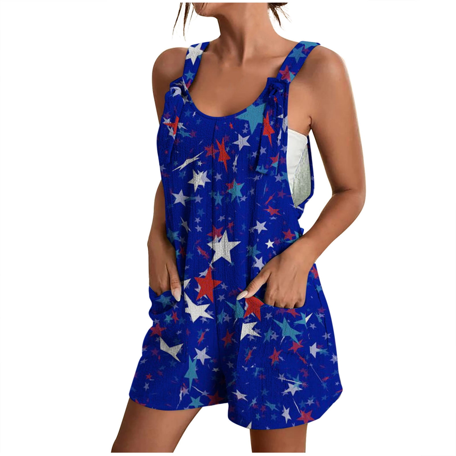 Dark Royal Blue Shorts for Women Summer Fall Red White Blue Graphic ...
