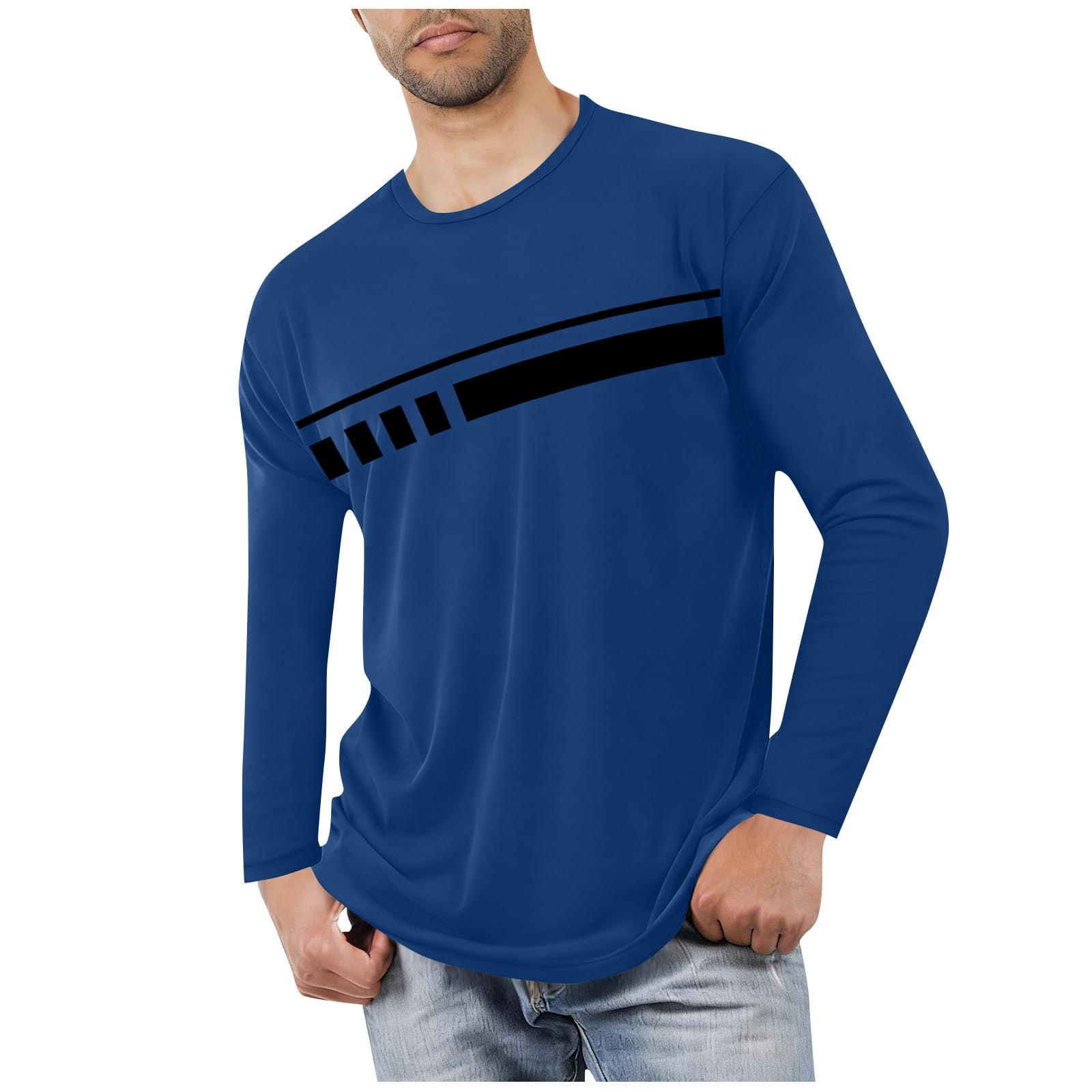 Dark Royal Blue Track Athletic Running Tops for Man Long Sleeve Boat ...