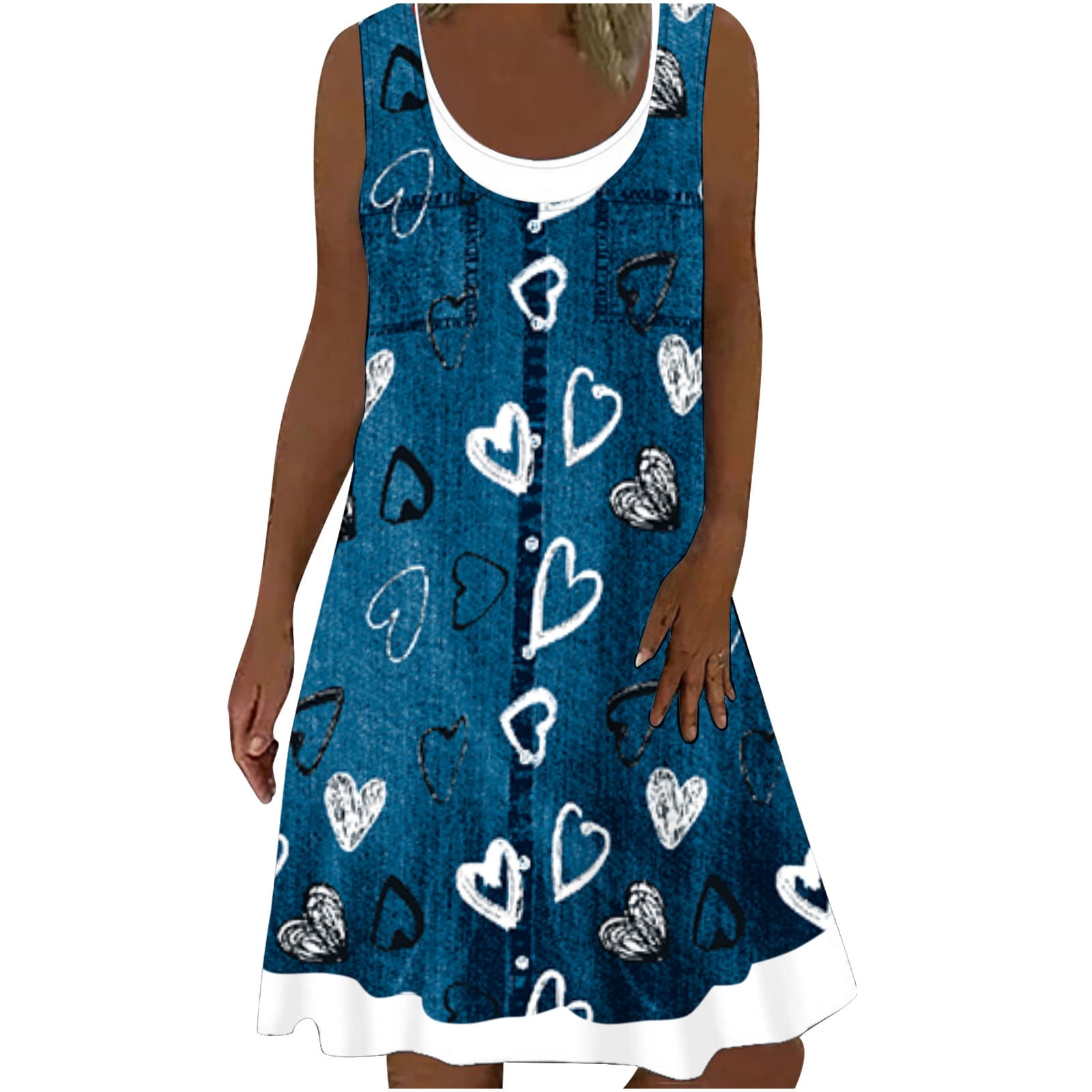 Dark Royal Blue Women Beach Brunch Sleeveless Dresses for Women Crew ...