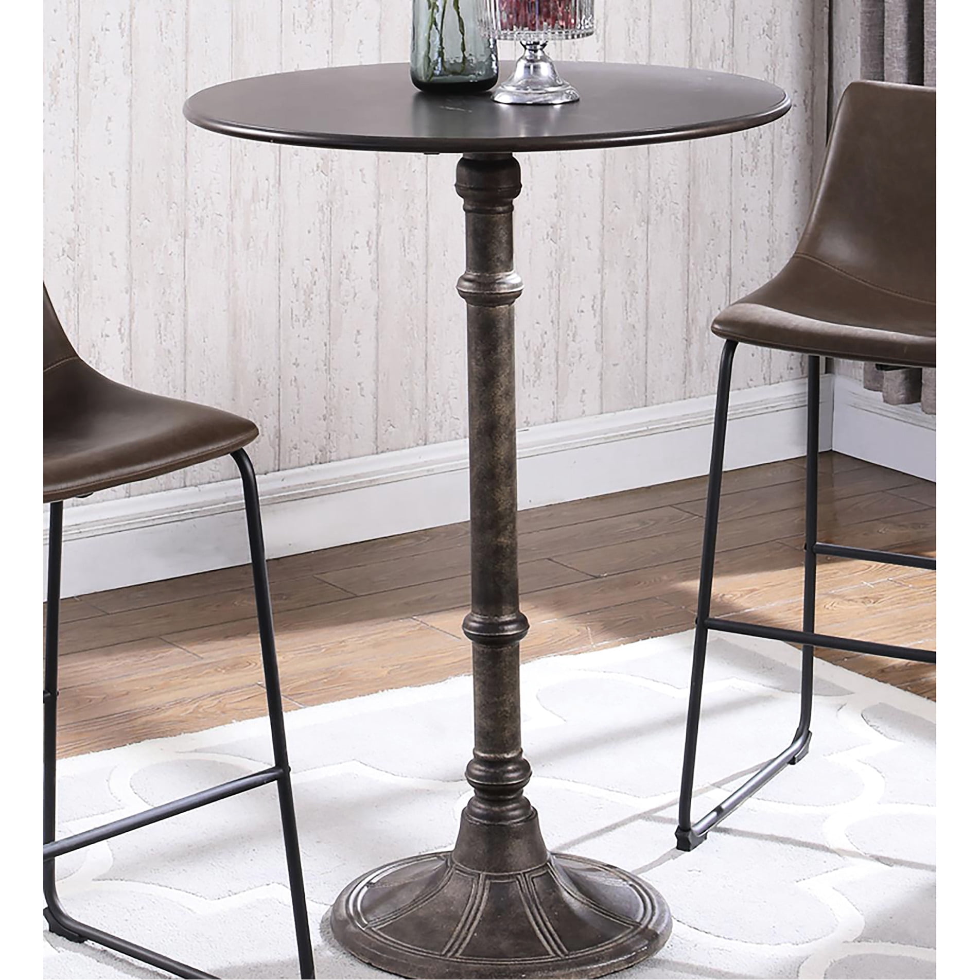Dark Russet And Antique Bronze Round Bar Table In Freestanding Style ...