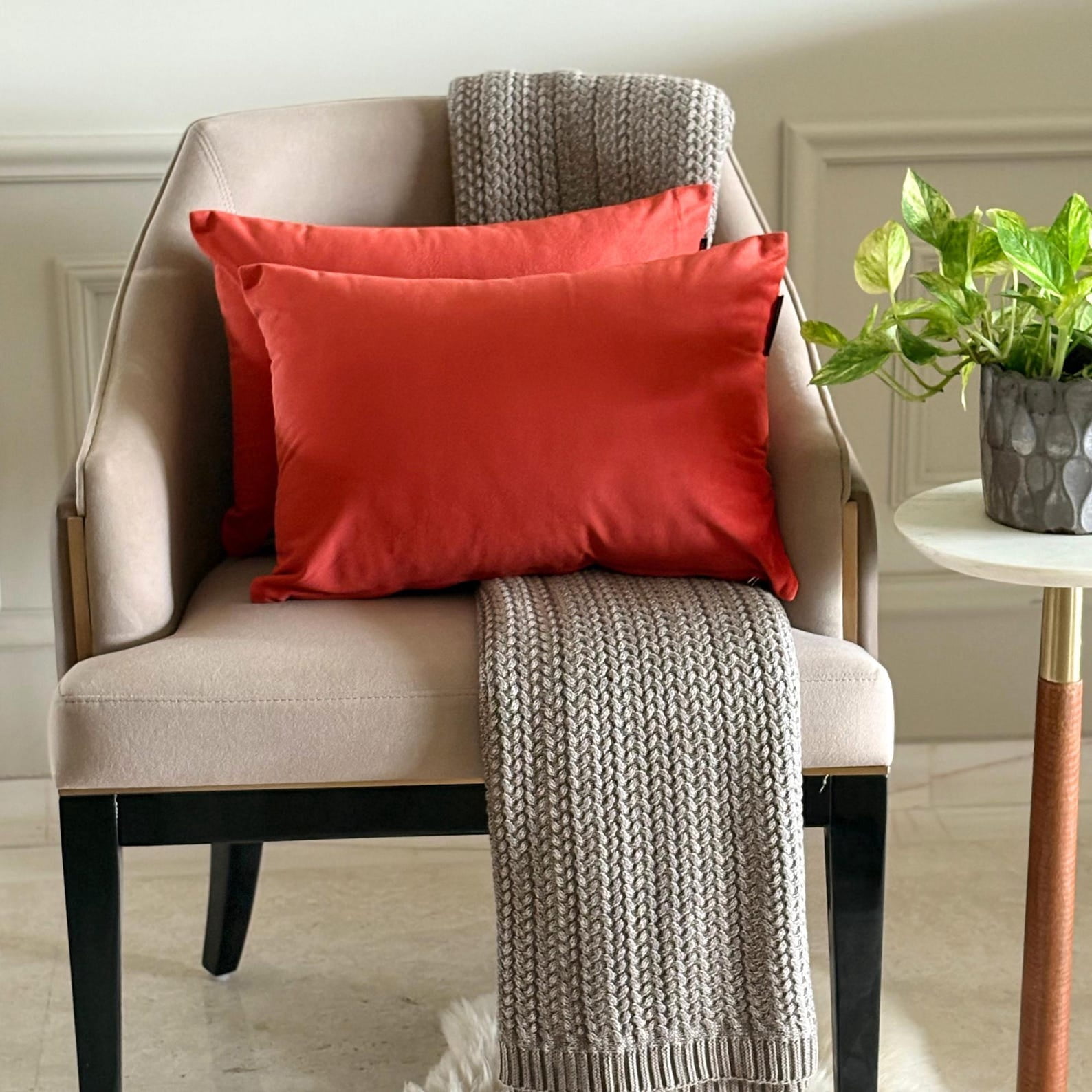 Dark Rust Luxury Lumbar Pillow Cover 12"x24" | Pack of 2 Modern Velvet ...