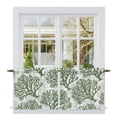 Dark Sage Green Coral Coastal Tier Curtains 24 Inch Length, Summer ...
