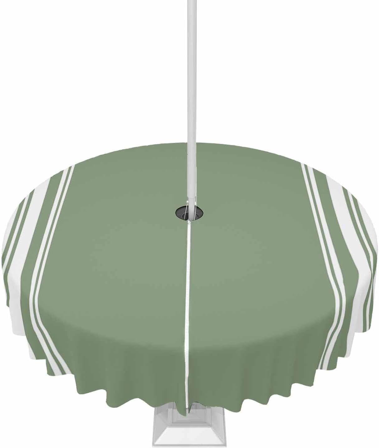 Dark Sage Green Outdoor Tablecloth with Umbrella Hole & Zipper ...